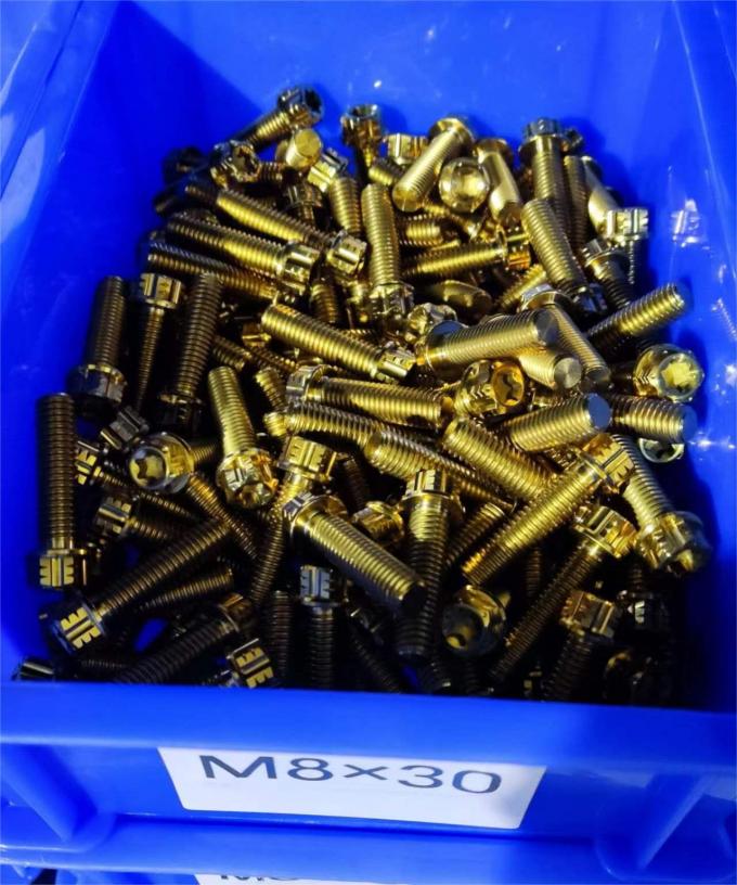 Hexagonal Head Flange Titanium Bolts M2-M35 Size Silver Golden